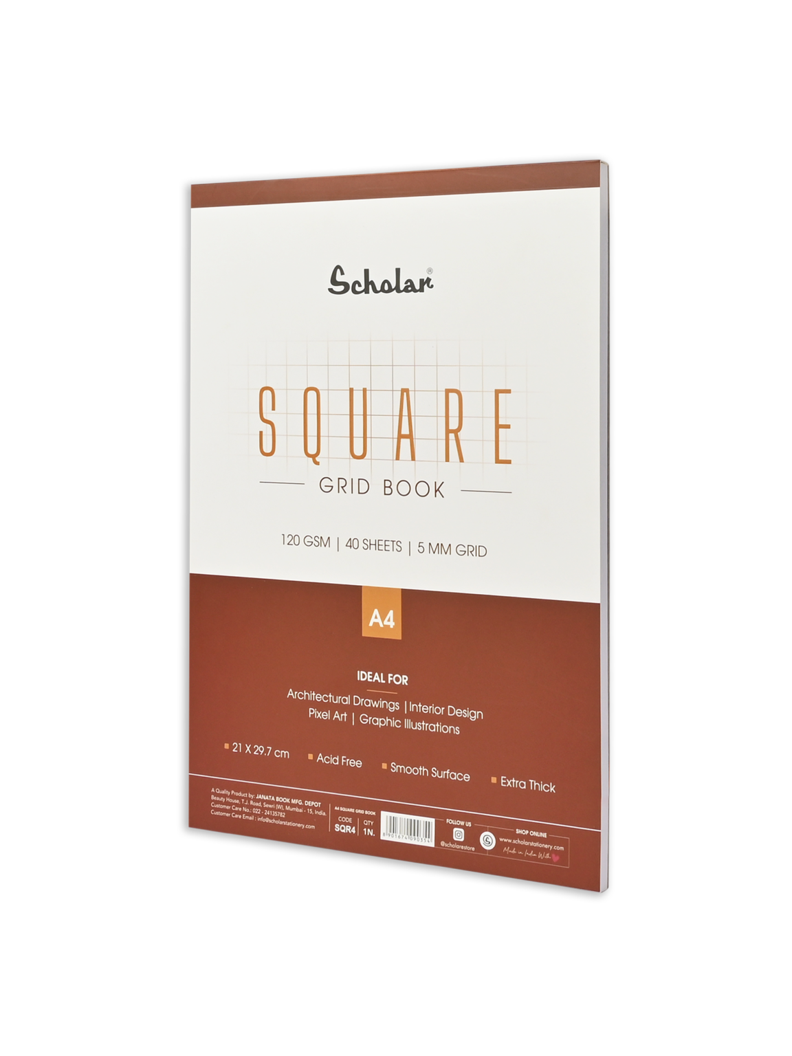 120 Gsm Premium Square - Grid Book (40 Sheets) (SQR) - Scholar Stationery