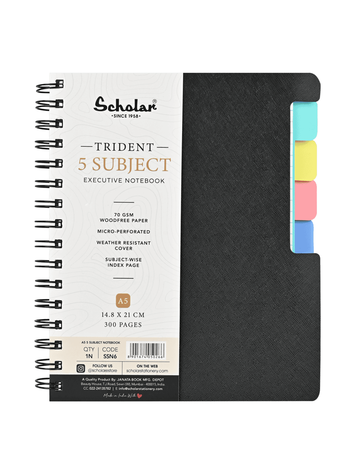 Scholar Trident Five Subject Notebook (SSN) - Scholar Stationery