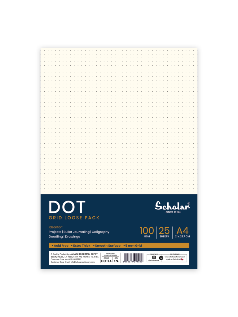 100 Gsm Premium Dot – Grid Loose Sheets (25 Sheets) (DOTL) - Scholar Stationery
