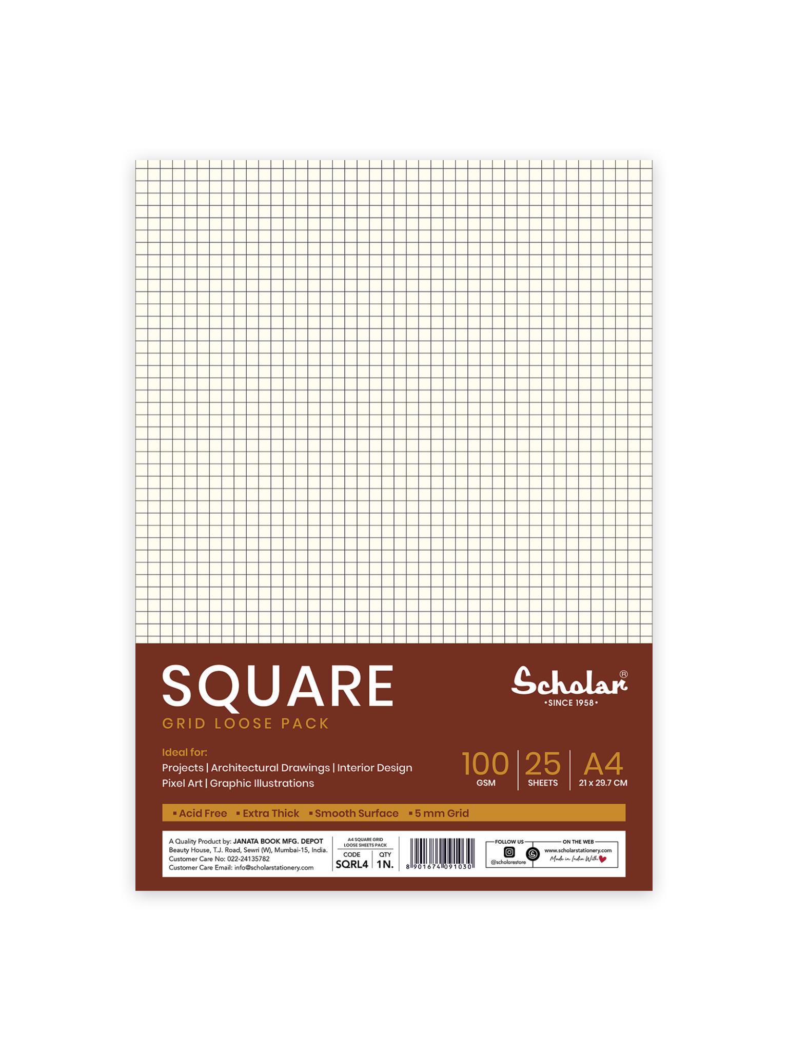 100 Gsm Premium Square - Loose Sheets (25 Sheets) (SQRL) - Scholar ...